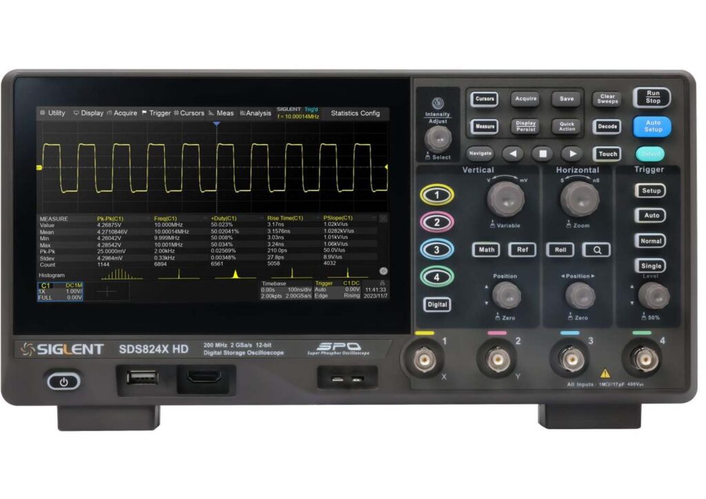 Siglent SDS804X-HD 4Ch, 70MHz, 2GSa/s, 12 Bit, HD Oscilloscope